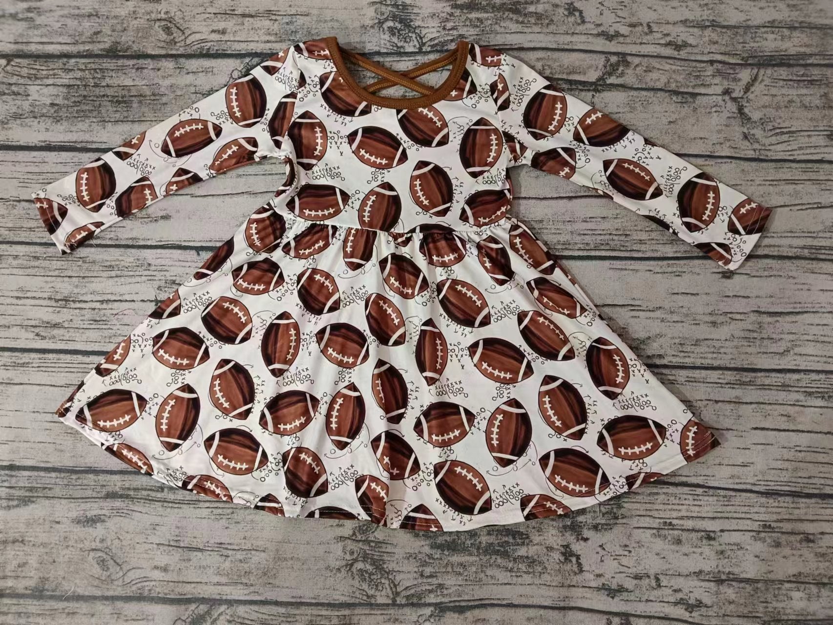 MOQ 3 pcs long sleeves brown football girls team dresses – Western Kids ...