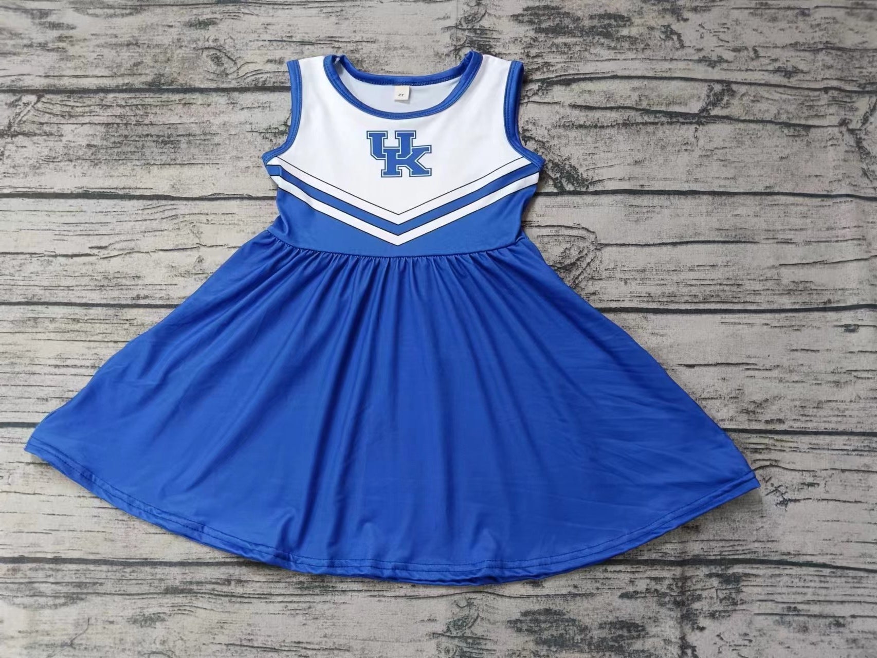 MOQ 3 pcs U K sleeveless blue white girls team dresses – Western kids ...