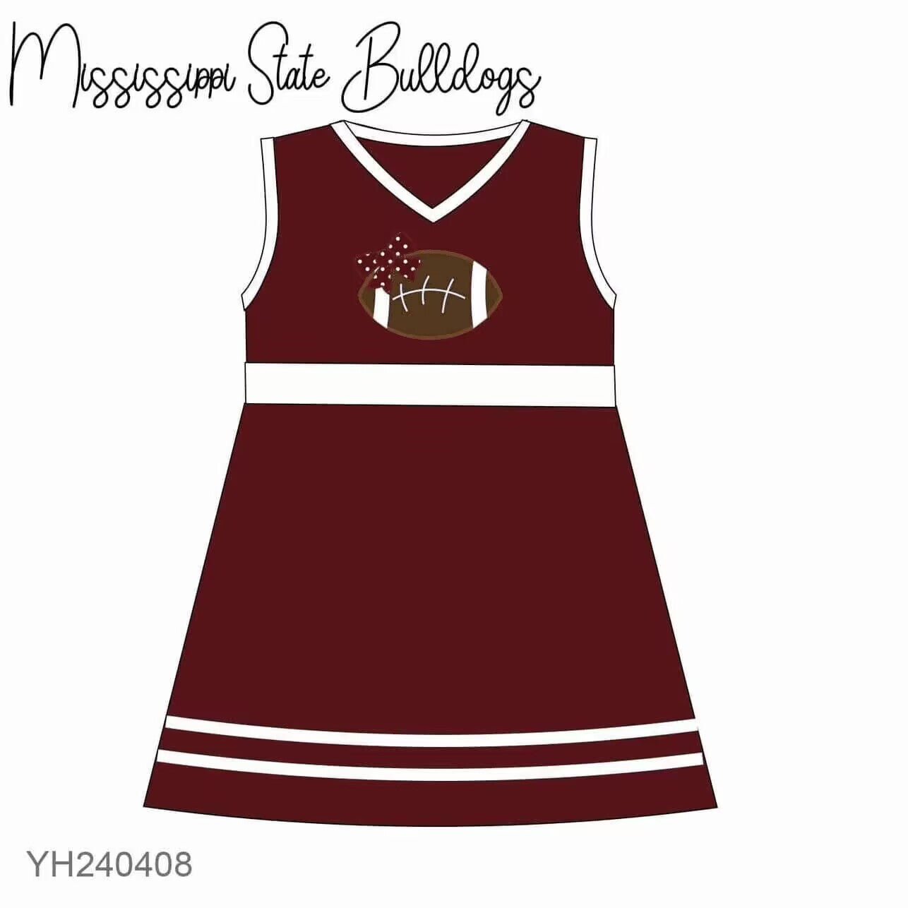 Deadline Aug 22 maroon sleeveless football bow girls team dress ...