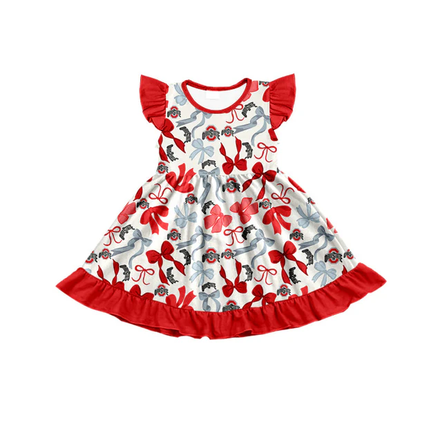 Deadline July 22 2025 flutter sleeves O red bow girls team dress ...