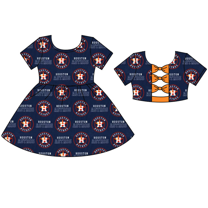 MOQ 3 pcs Short sleeves bow H kids girls team dress – Western Kids Clothes