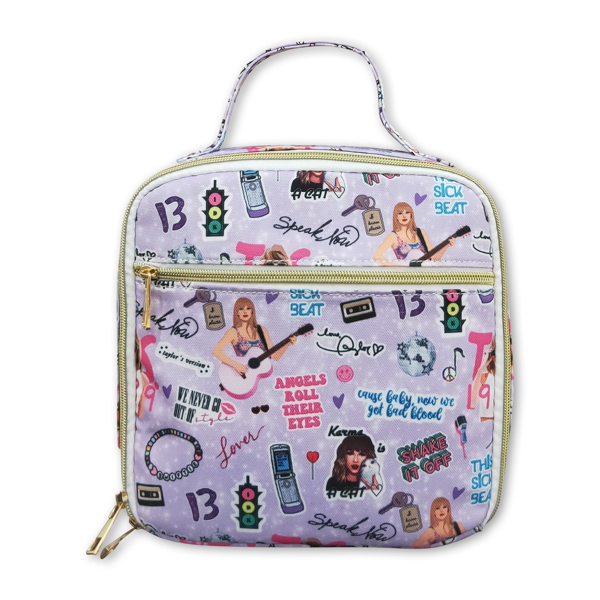 Lavender singer print kids girls lunch box bag – Western Kids Clothes