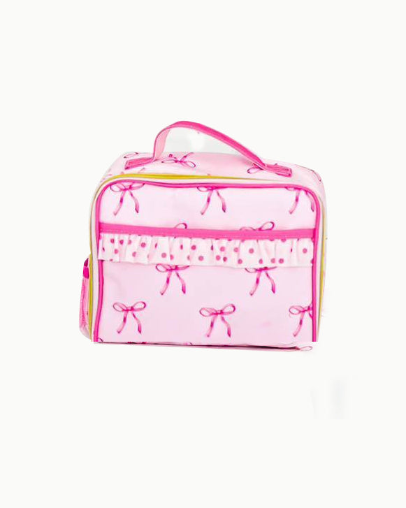Pink bow polka dots ruffle kids girls lunch box bag – Western kids clothes