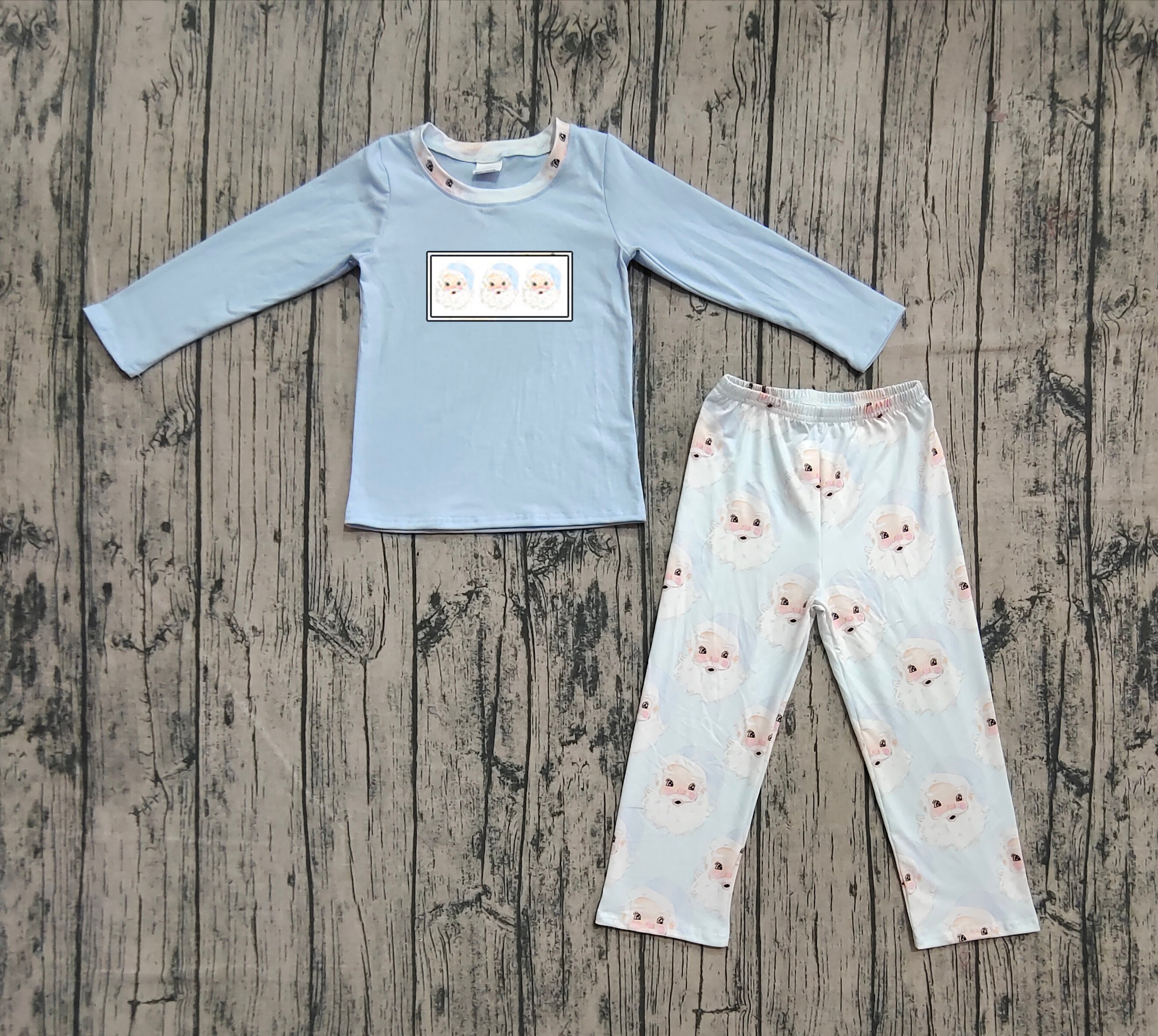 Light blue santa kids boys Christmas clothing – Western Kids Clothes