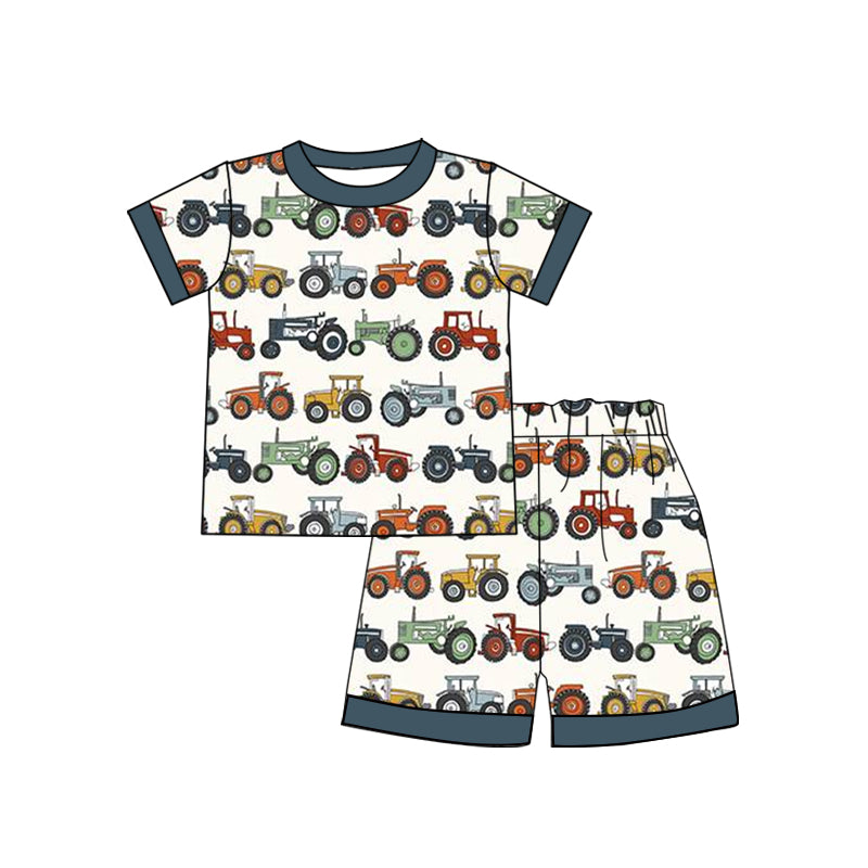 Short sleeves tractors top shorts farm boy pajamas – Western Kids Clothes
