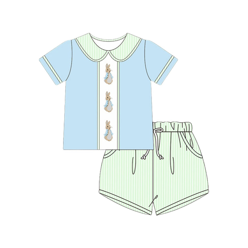 sky blue rabbit kids boys short sleeve set – Western Kids Clothes