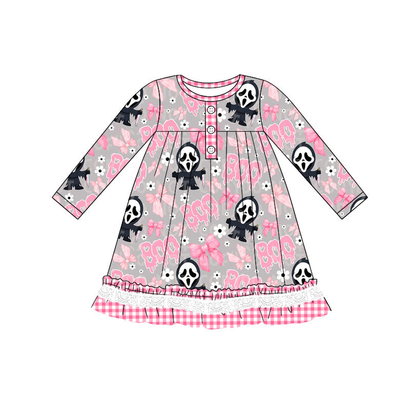 Pink boo bow scream kids girls Halloween ruffle dresses – Western Kids ...