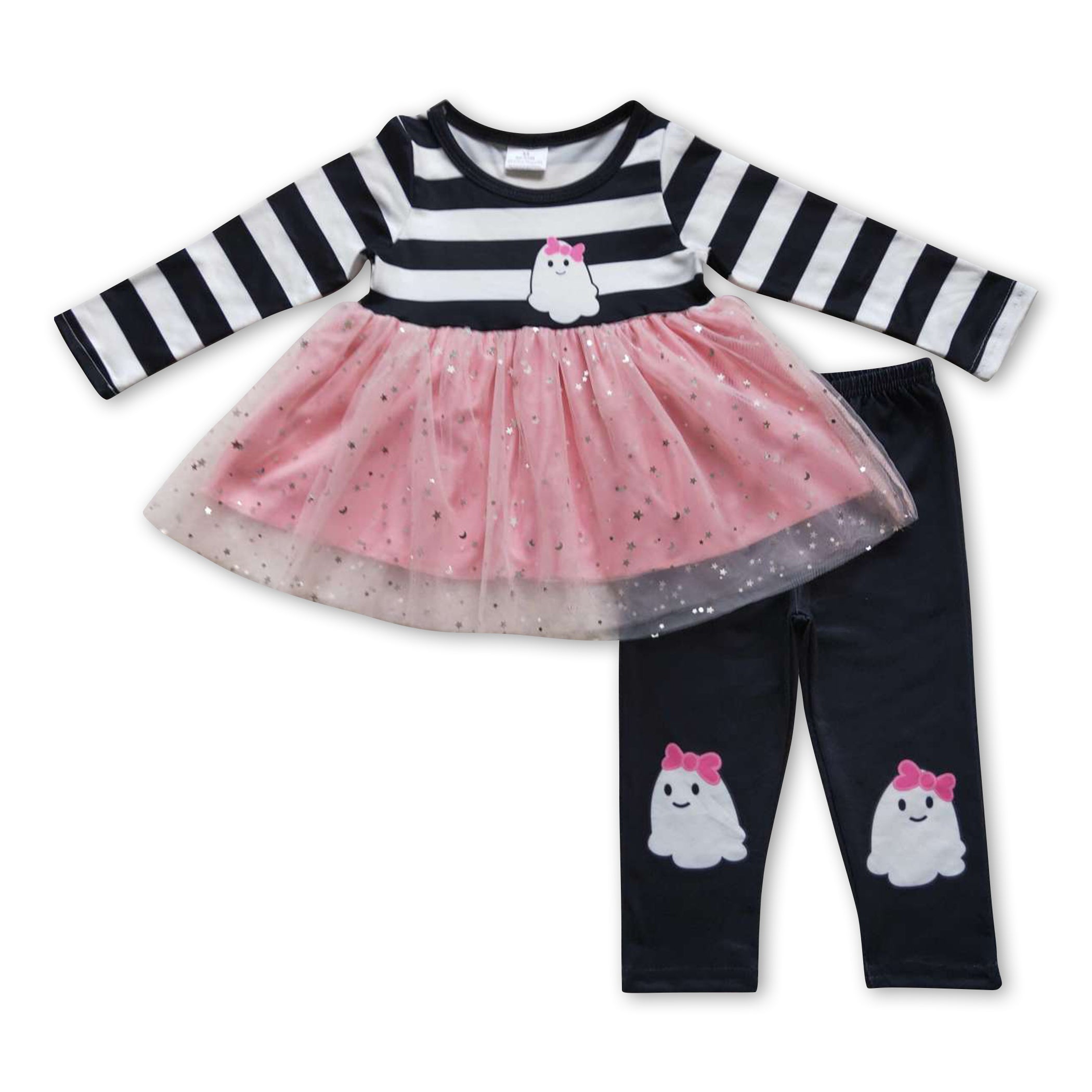 Ghost tulle tunic leggings girls Halloween clothing set – Western Kids ...