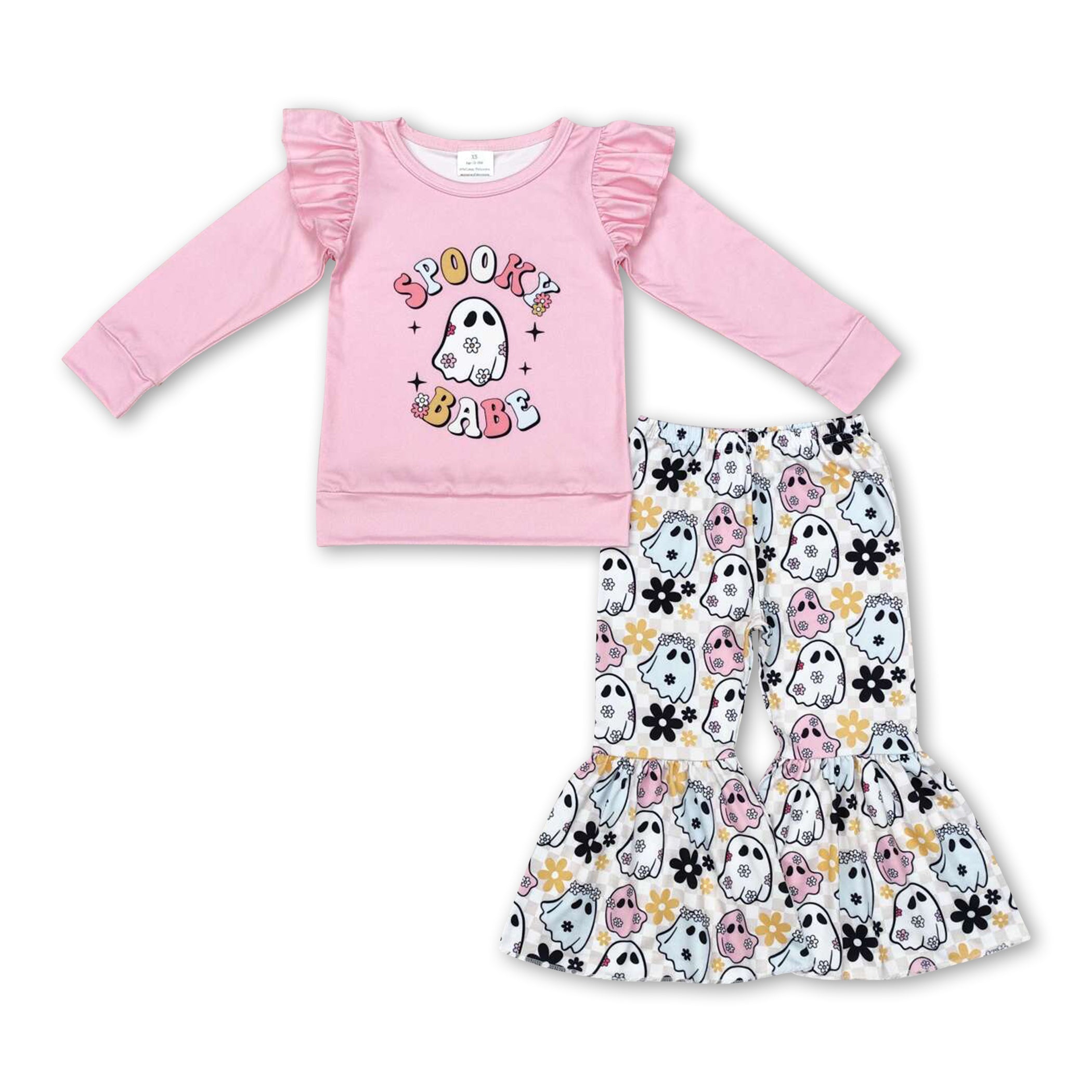 Pink spooky babe ghost floral pants girls Halloween clothes – Western ...