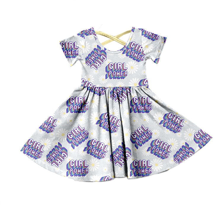 Daisy short sleeves girl power dresses – Western Kids Clothes