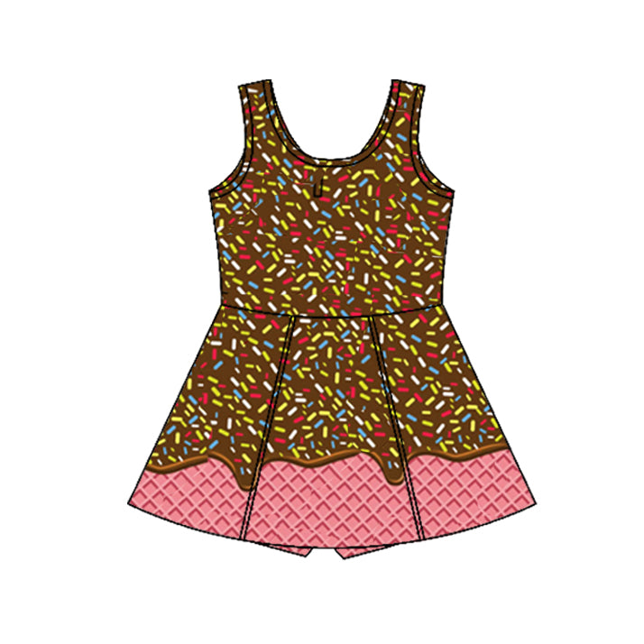 Brown sprinkle ice cream girls team athletic dresses – Western Kids Clothes