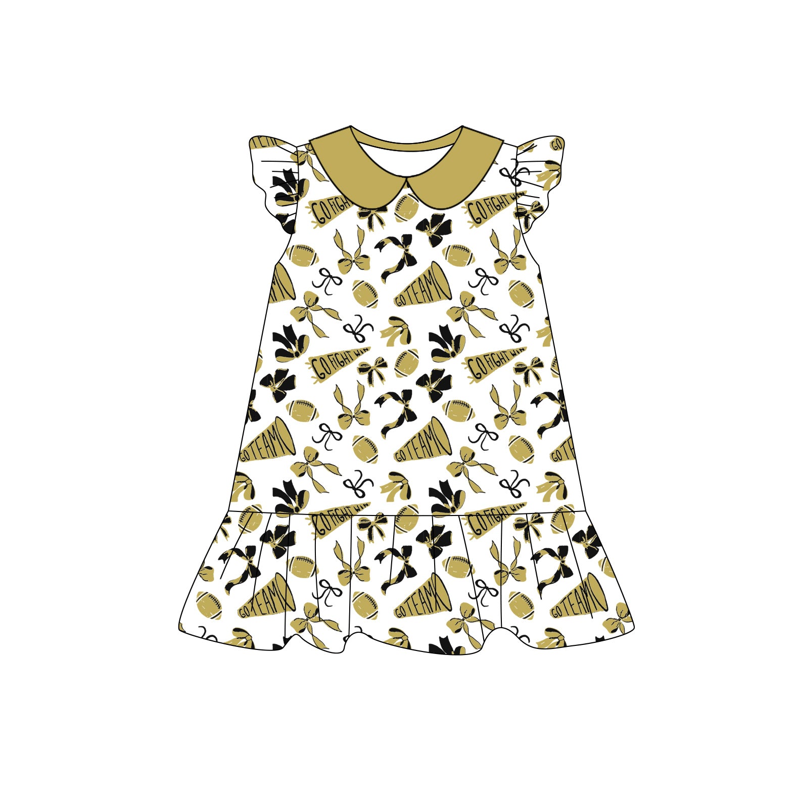 Flutter sleeves football bow go team kids girls dresses – Western Kids ...