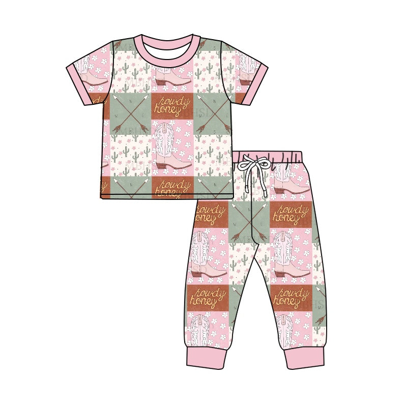 Howdy hone boots cactus western girls pajamas – Western Kids Clothes