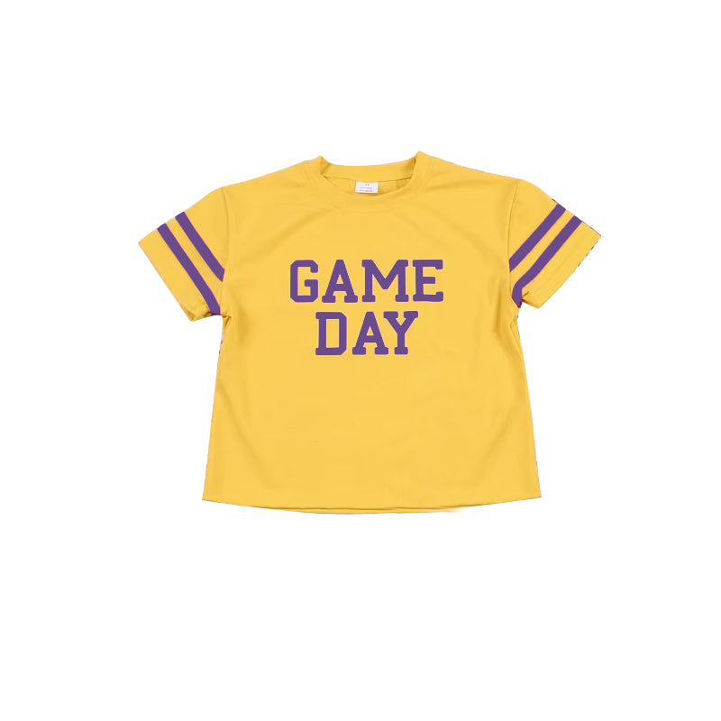 Yellow short sleeves game day kids girls activewear top – Western Kids ...