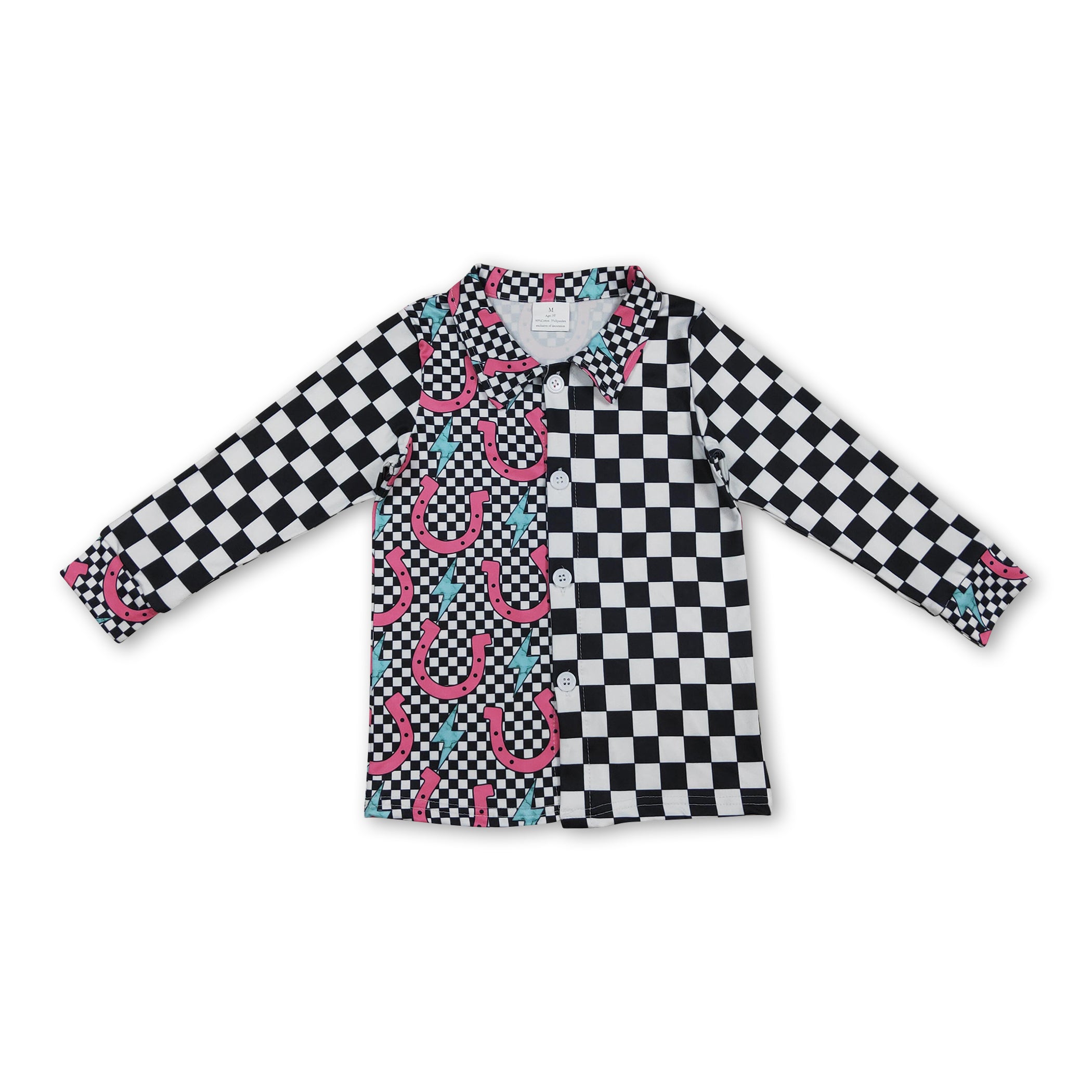 Black plaid thunder western kids button down shirt – Western Kids Clothes