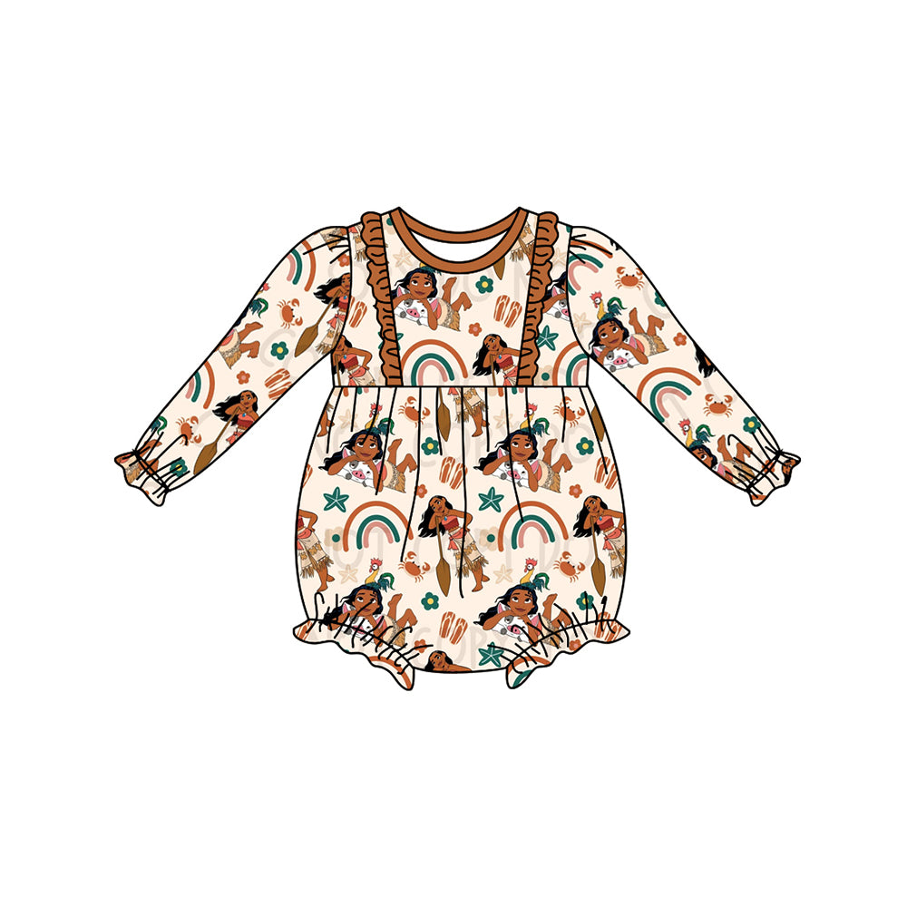 Long sleeves rainbow cow princess baby girls romper – Western Kids Clothes