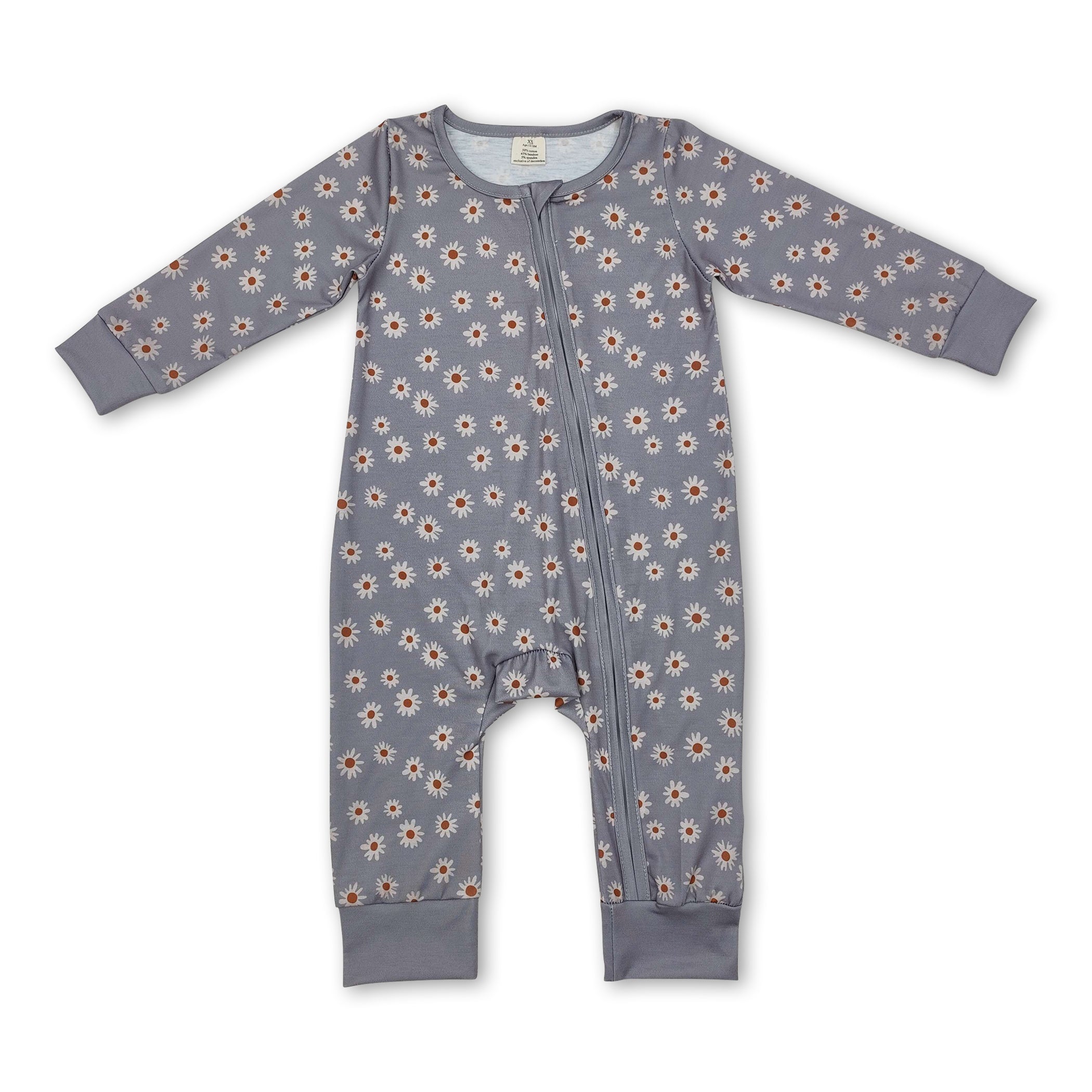 Long sleeves daisy baby girls zipper sleeper – Western Kids Clothes