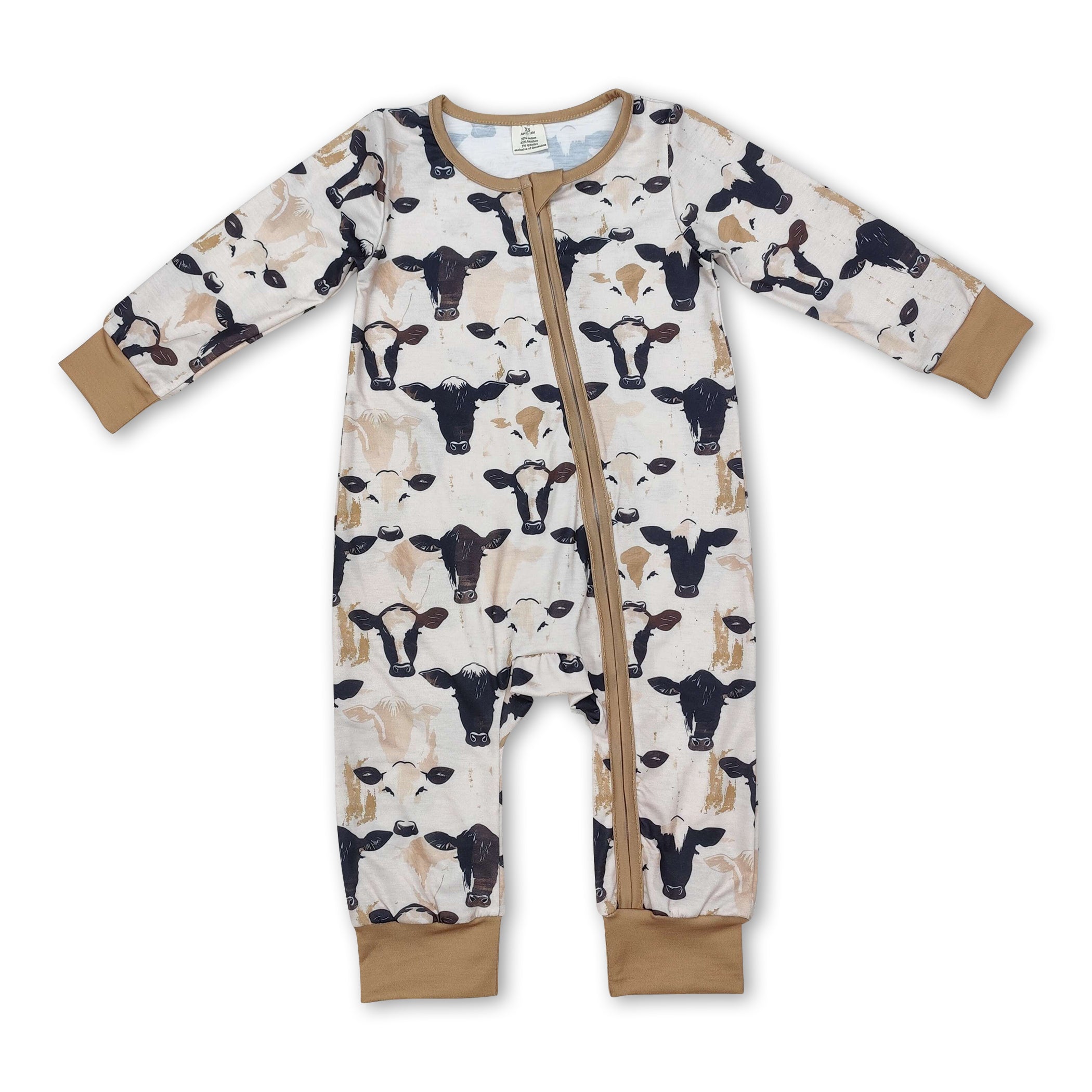 Long sleeves cows baby kids zipper romper – Western Kids Clothes