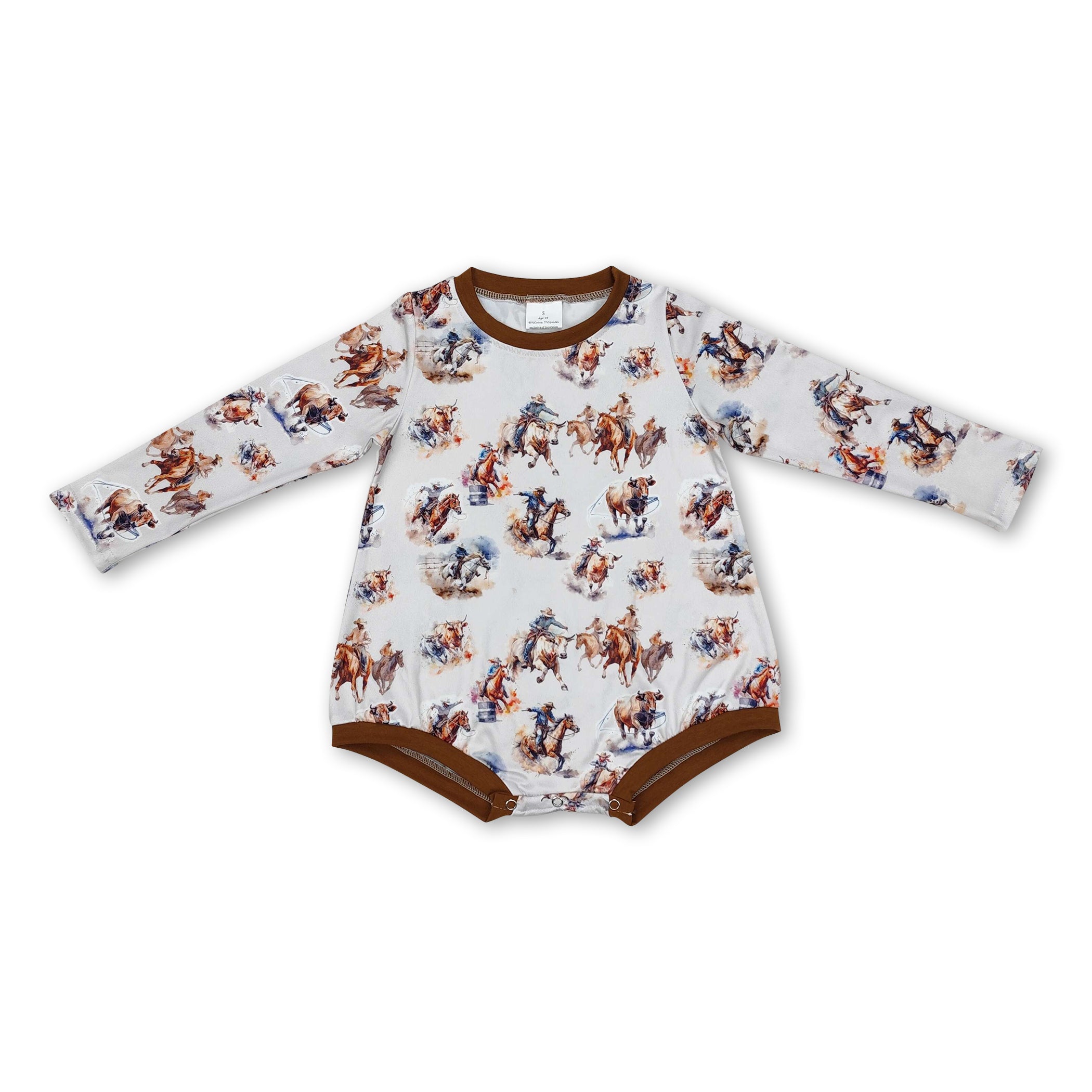 Long sleeves horse rodeo baby western romper – Western Kids Clothes