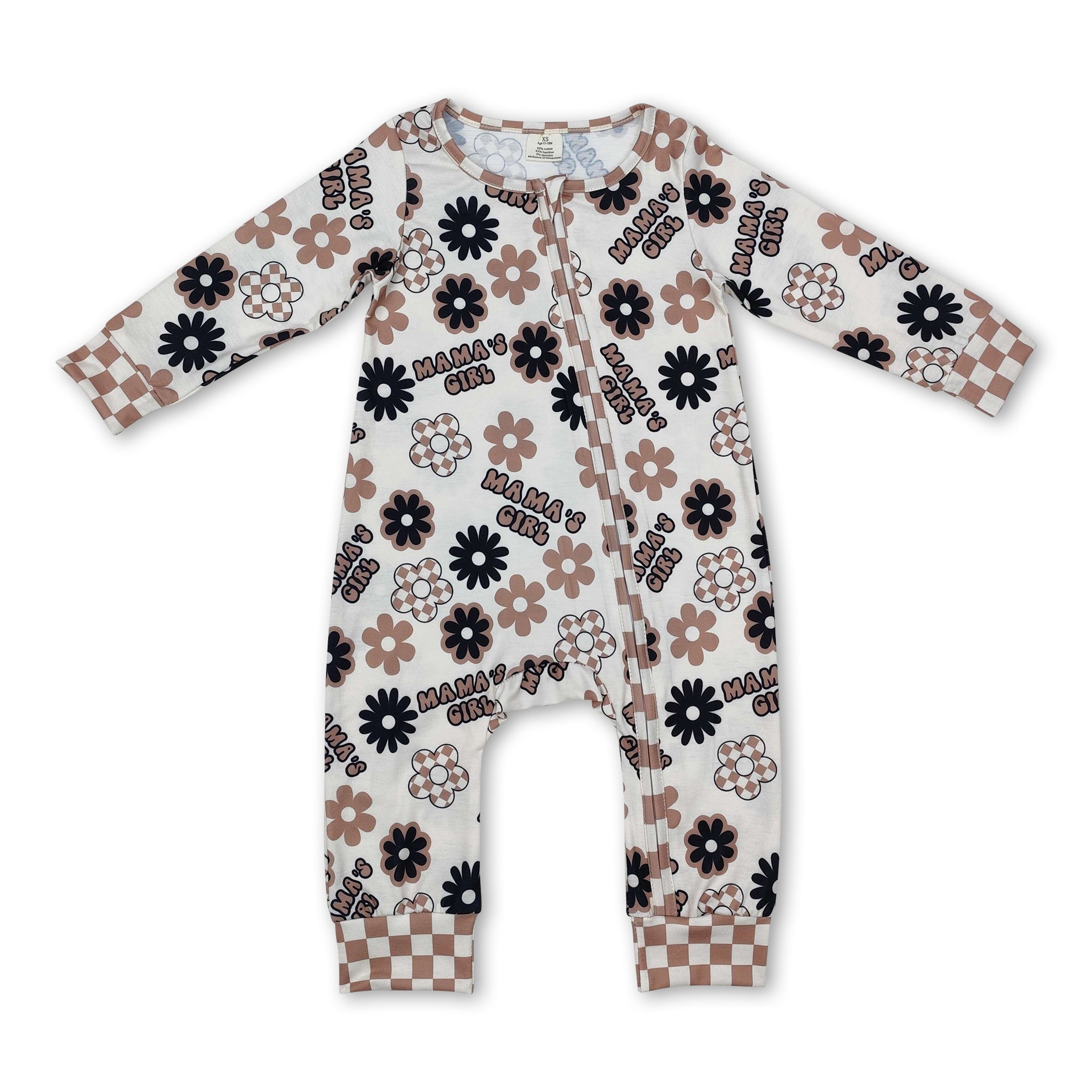 Mama's girls floral plaid baby zipper romper – Western Kids Clothes