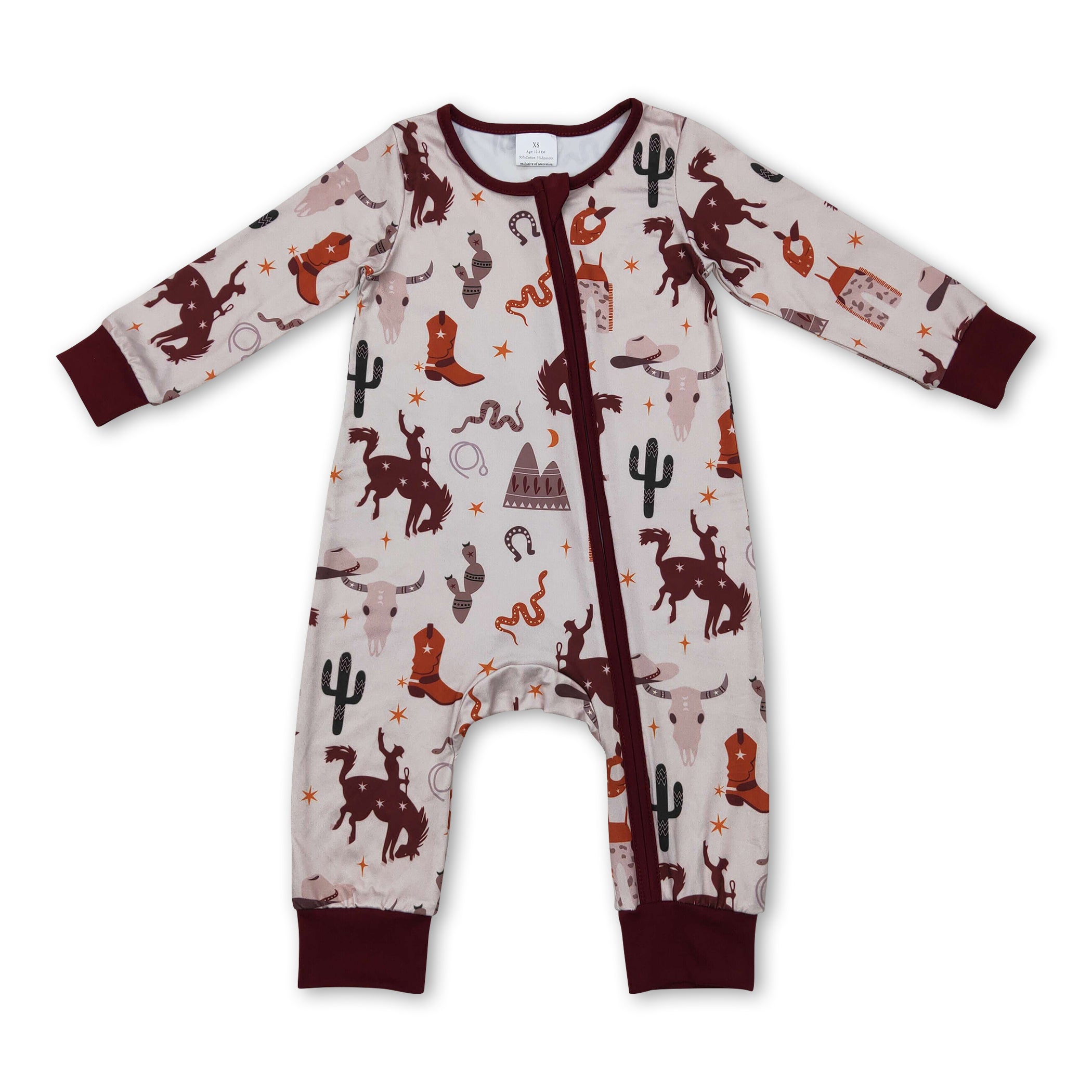 Cactus boots rodeo zipper baby kids western romper – Western Kids Clothes