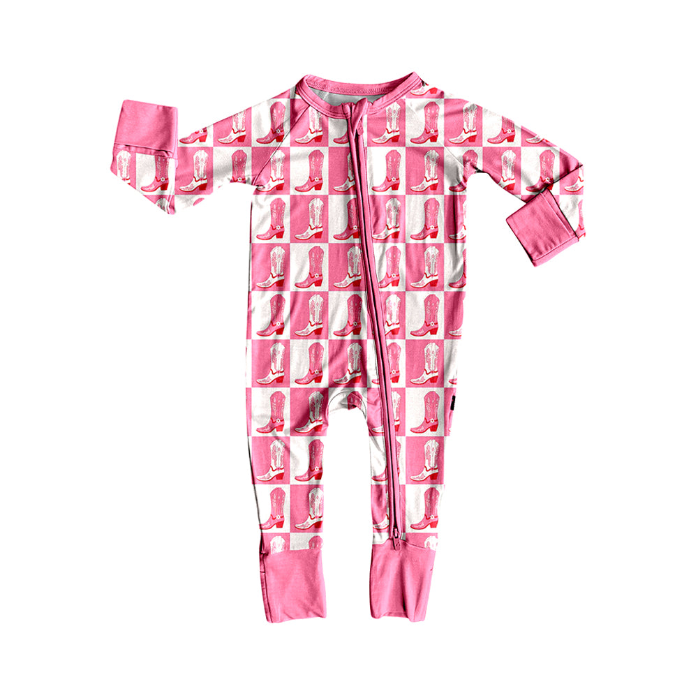 Long sleeves pink boots western baby girls zipper romper – Western Kids ...