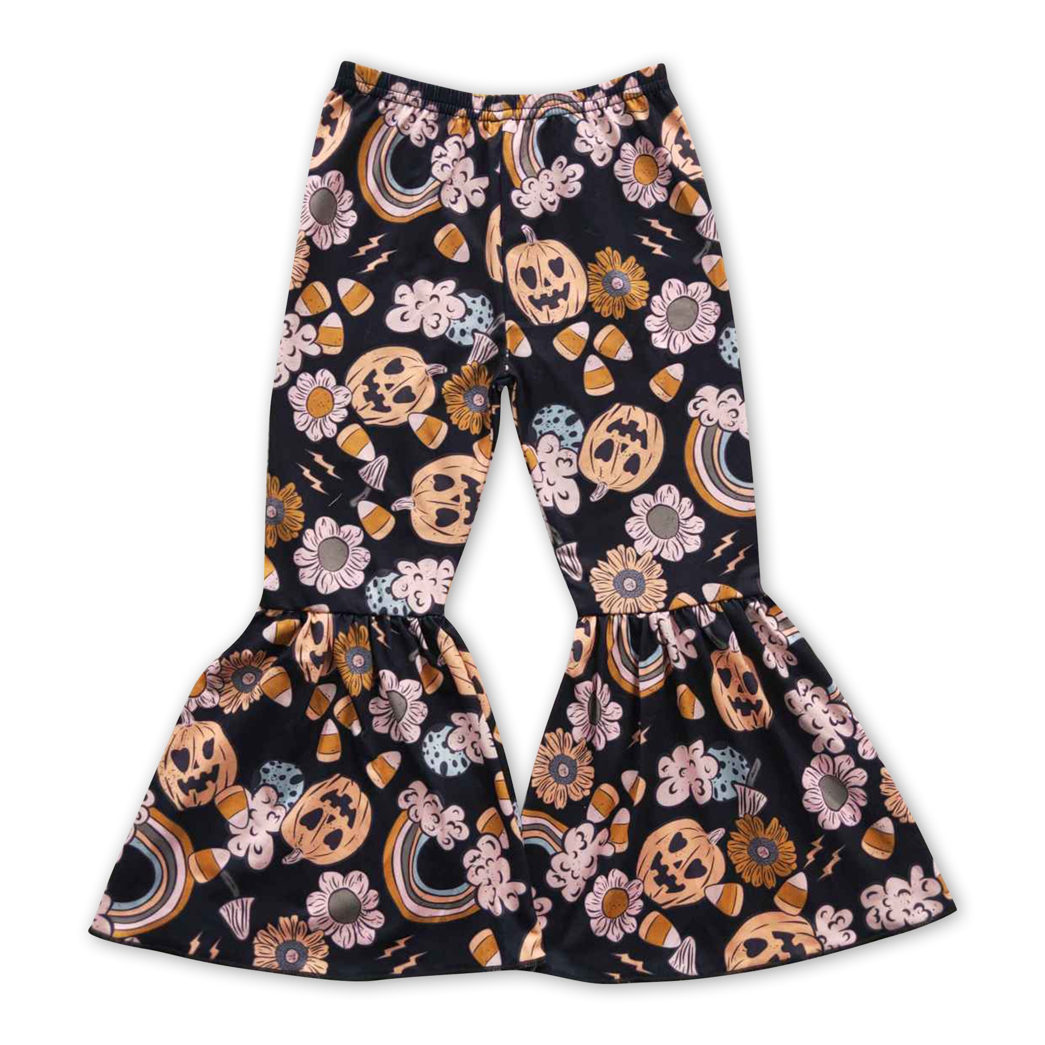 Pumpkin rainbow candy corn girls Halloween pants – Western kids clothes
