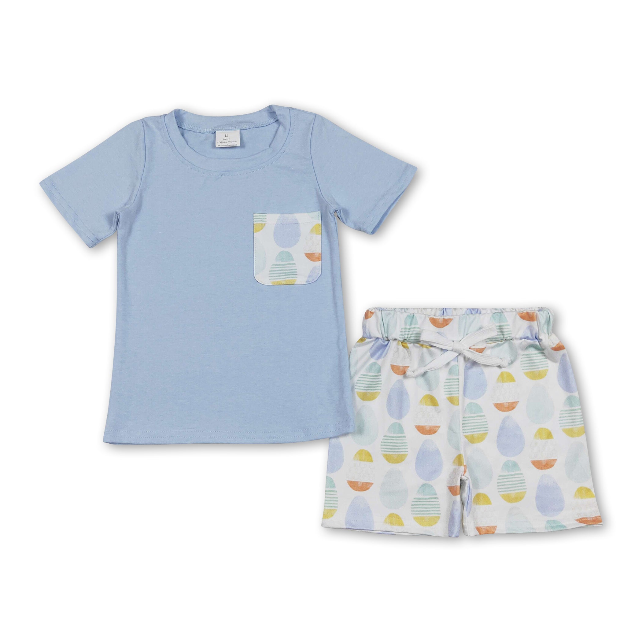 Short sleeves pocket top eggs shorts boys easter clothes – Western Kids ...