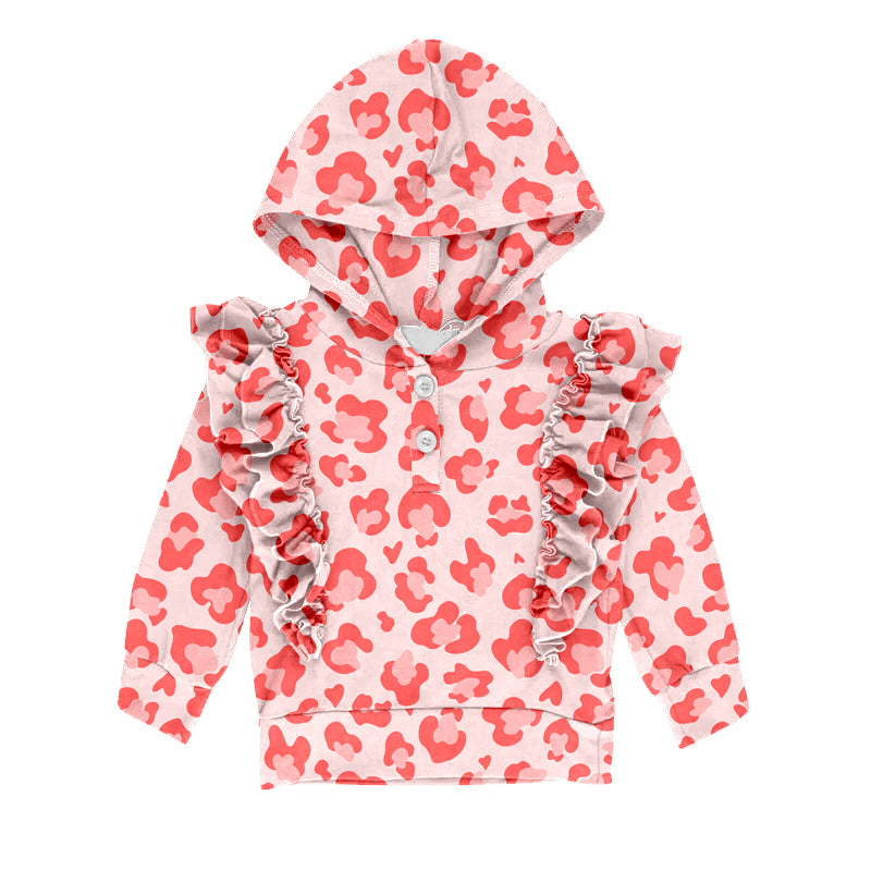 Leopard long sleeves ruffle girls hoodie – Western Kids Clothes