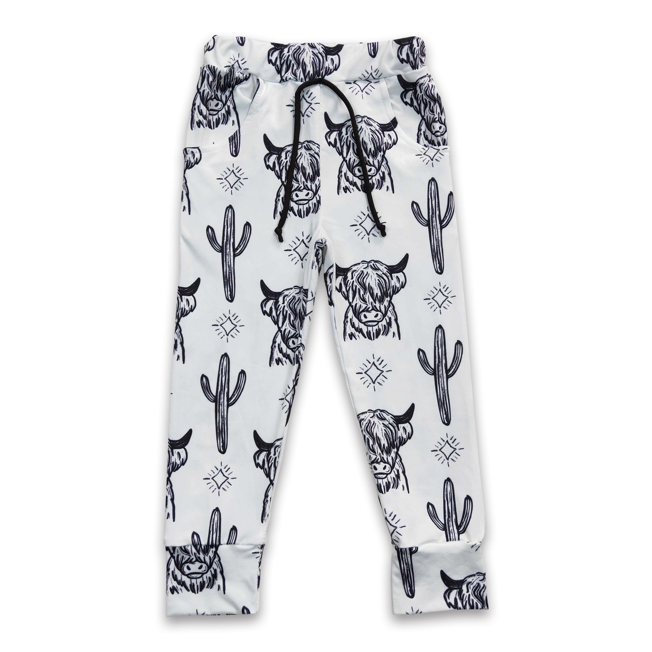 Highland cow cactus pockets kids boy western pants – Western Kids Clothes